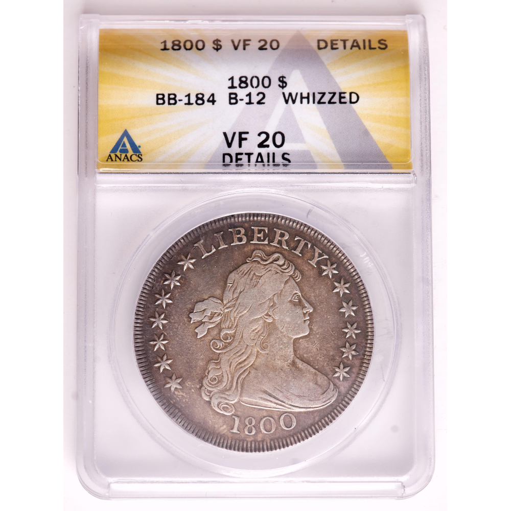 1800 Draped Bust Silver Dollar, BB-184, B-12 (ANACS VF20 Details ...