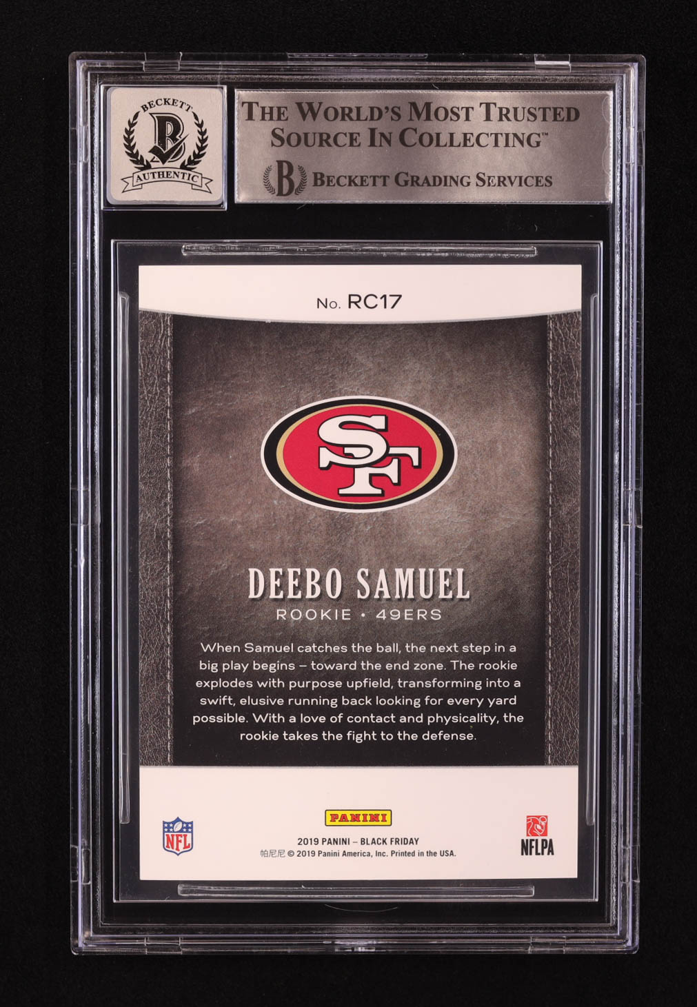 Deebo Samuel Signed 2019 Panini Black Friday Rookies #RC17 RC (BGS ...