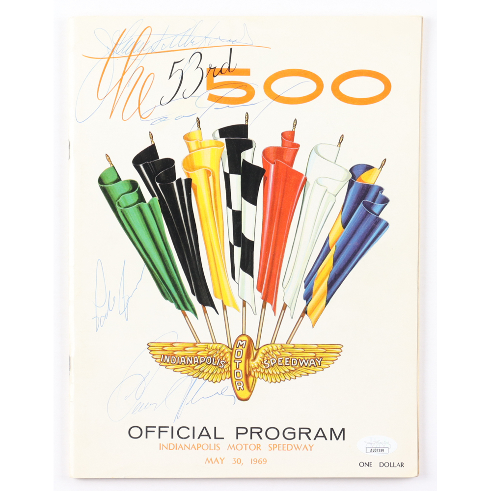 Johnny Rutherford, Dan Gurney & Parnelli Jones Signed 1969 Indy 500 ...