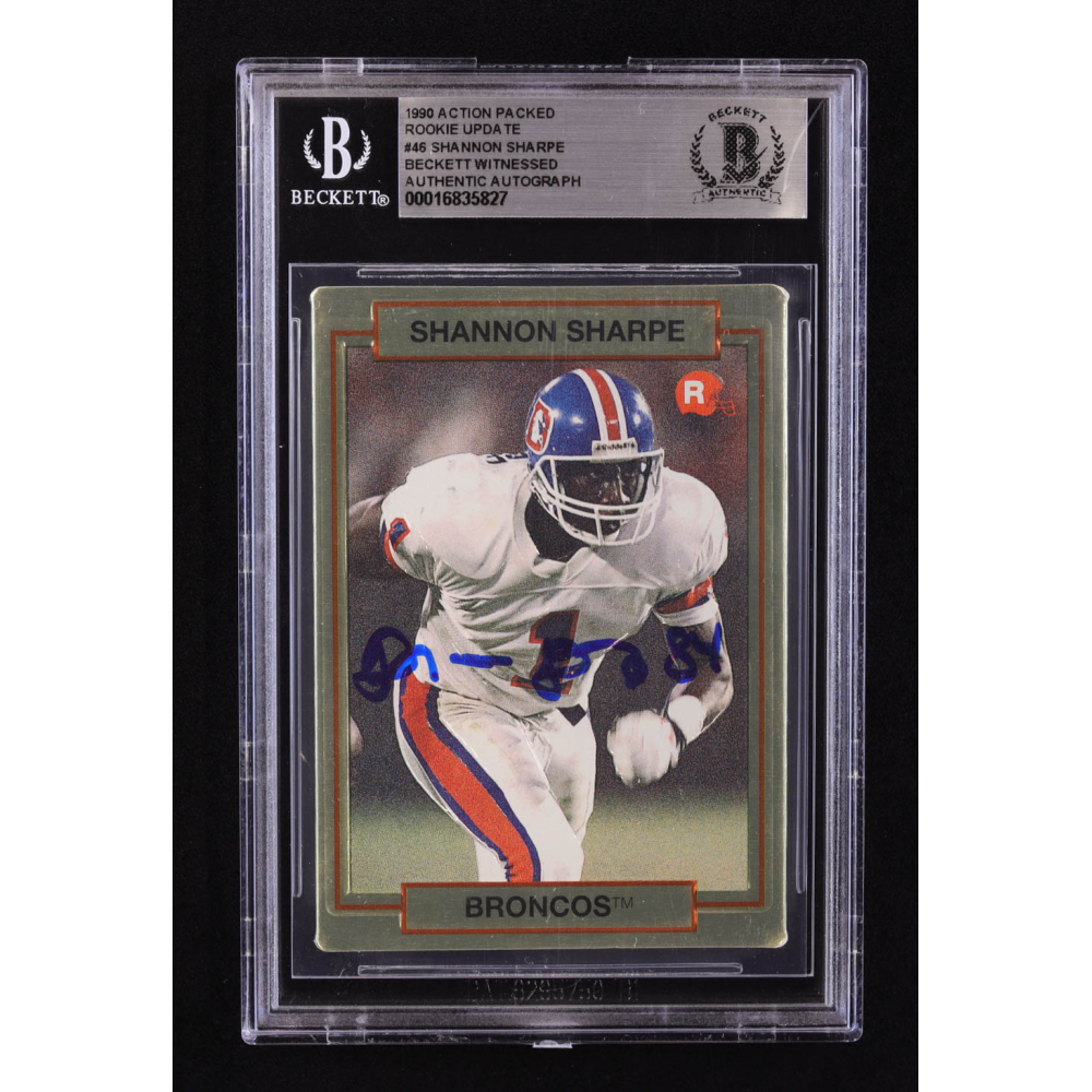 Shannon Sharpe Signed 1990 Action Packed Rookie Update #46 RC (BGS ...