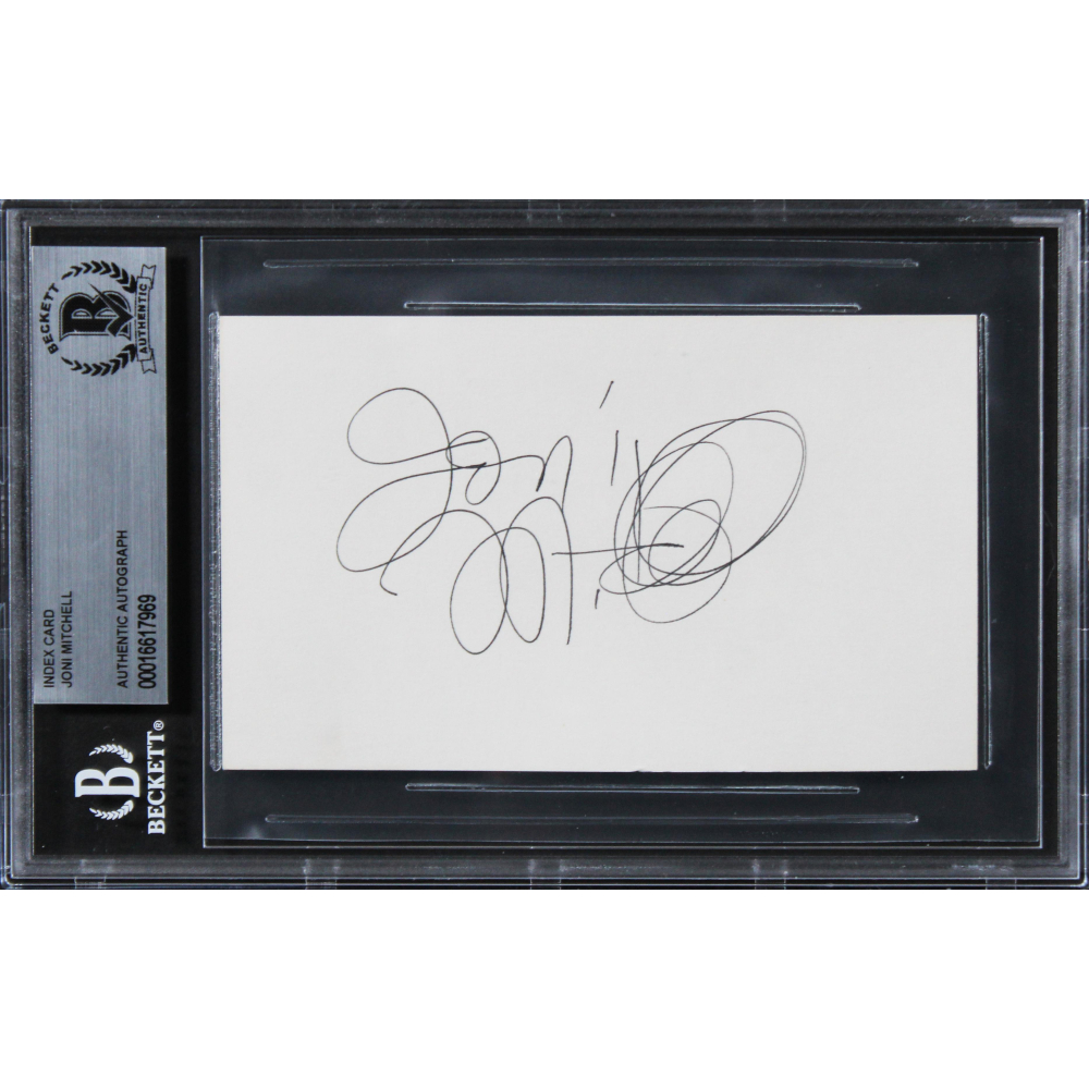 Joni Mitchell Signed 3x5 Index Card (BAS) | Pristine Auction