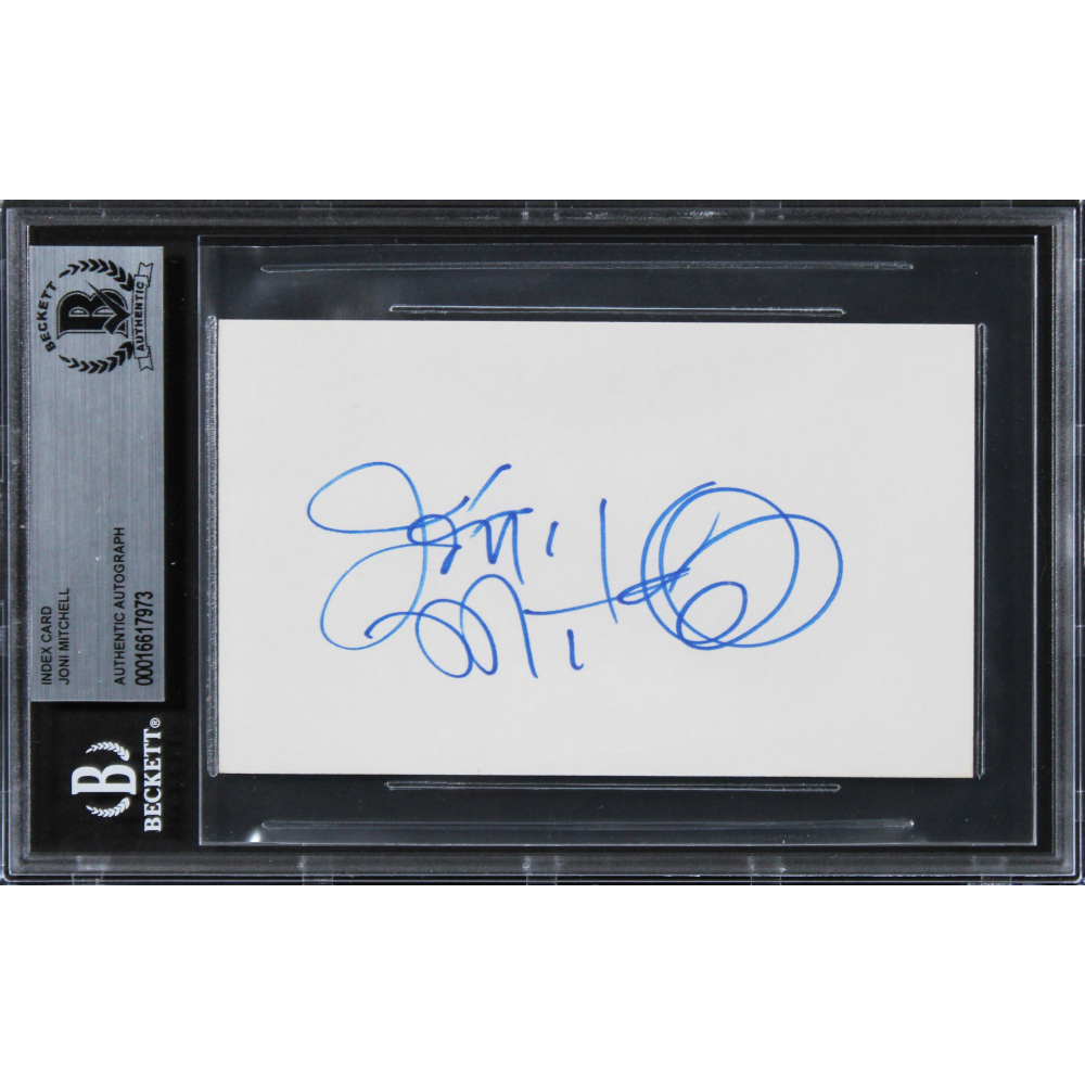 Joni Mitchell Signed 3x5 Index Card (BAS) | Pristine Auction