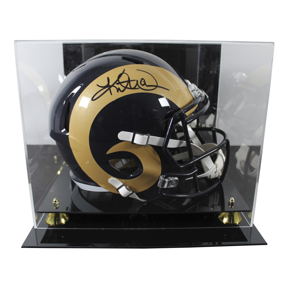 Kurt Warner Signed Rams Full-Size Speed Helmet with Display Case ...