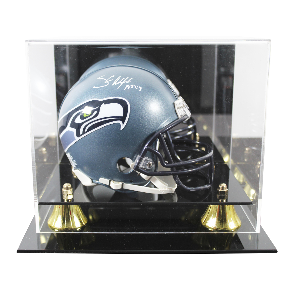 Shaun Alexander Signed Seahawks Throwback Alternate Mini Helmet with ...