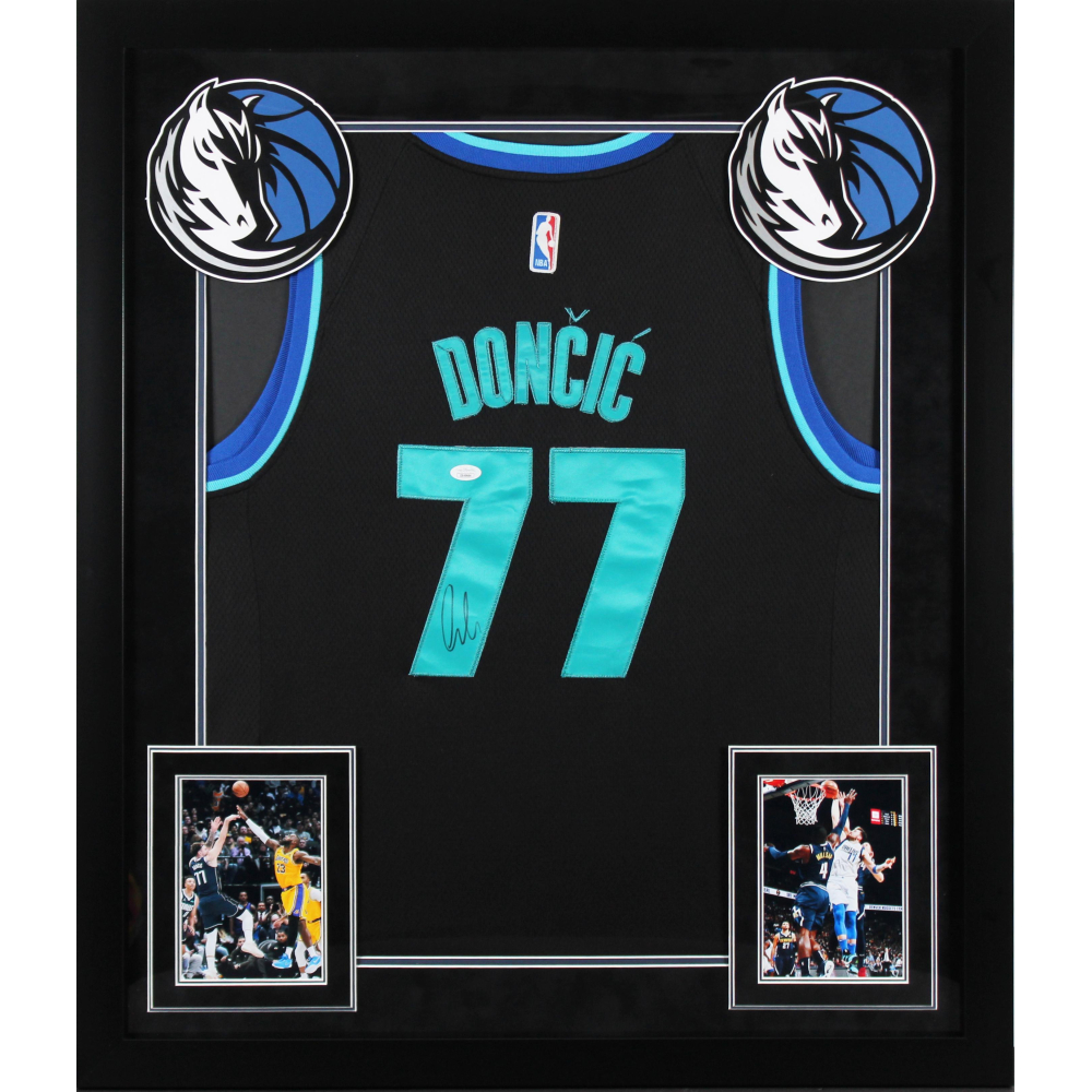 Luka Doncic Signed Maverics Custom Framed Nike Swingman Jersey (JSA ...