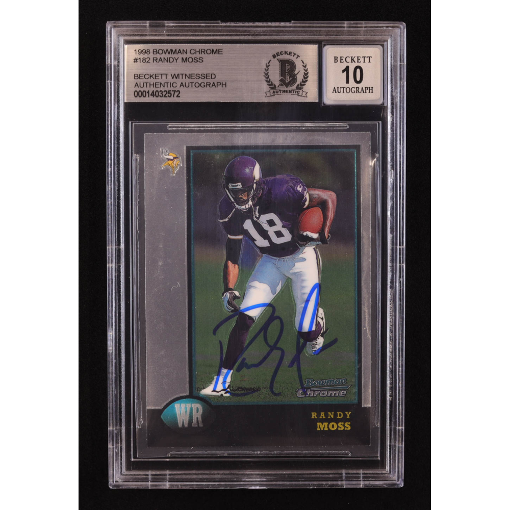 Randy Moss Signed 1998 Bowman Chrome #182 RC (BGS | Autograph Graded ...