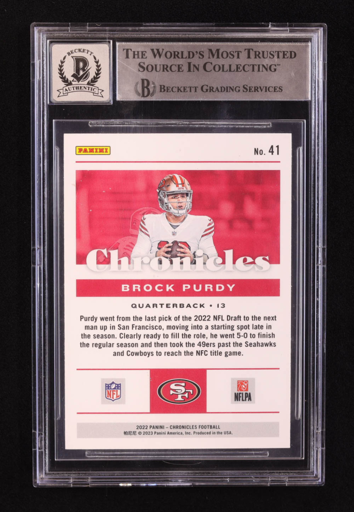 Brock Purdy Signed 2022 Panini Chronicles #41 RC (BGS | Autograph ...