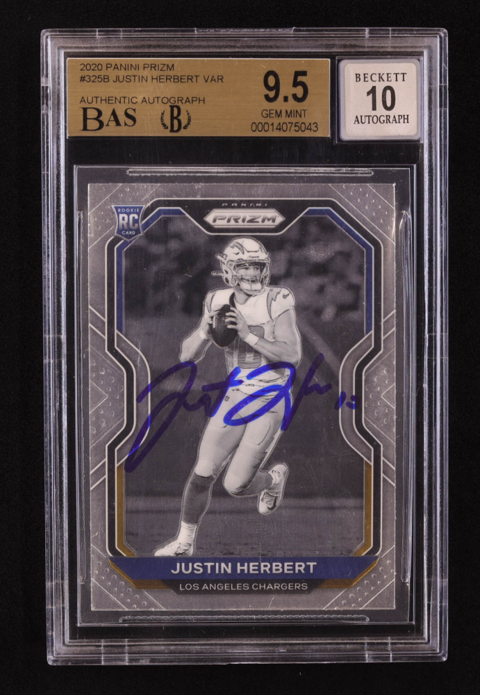 Justin Herbert Signed 2020 Panini Prizm #325B VAR RC (BAS 9.5 ...