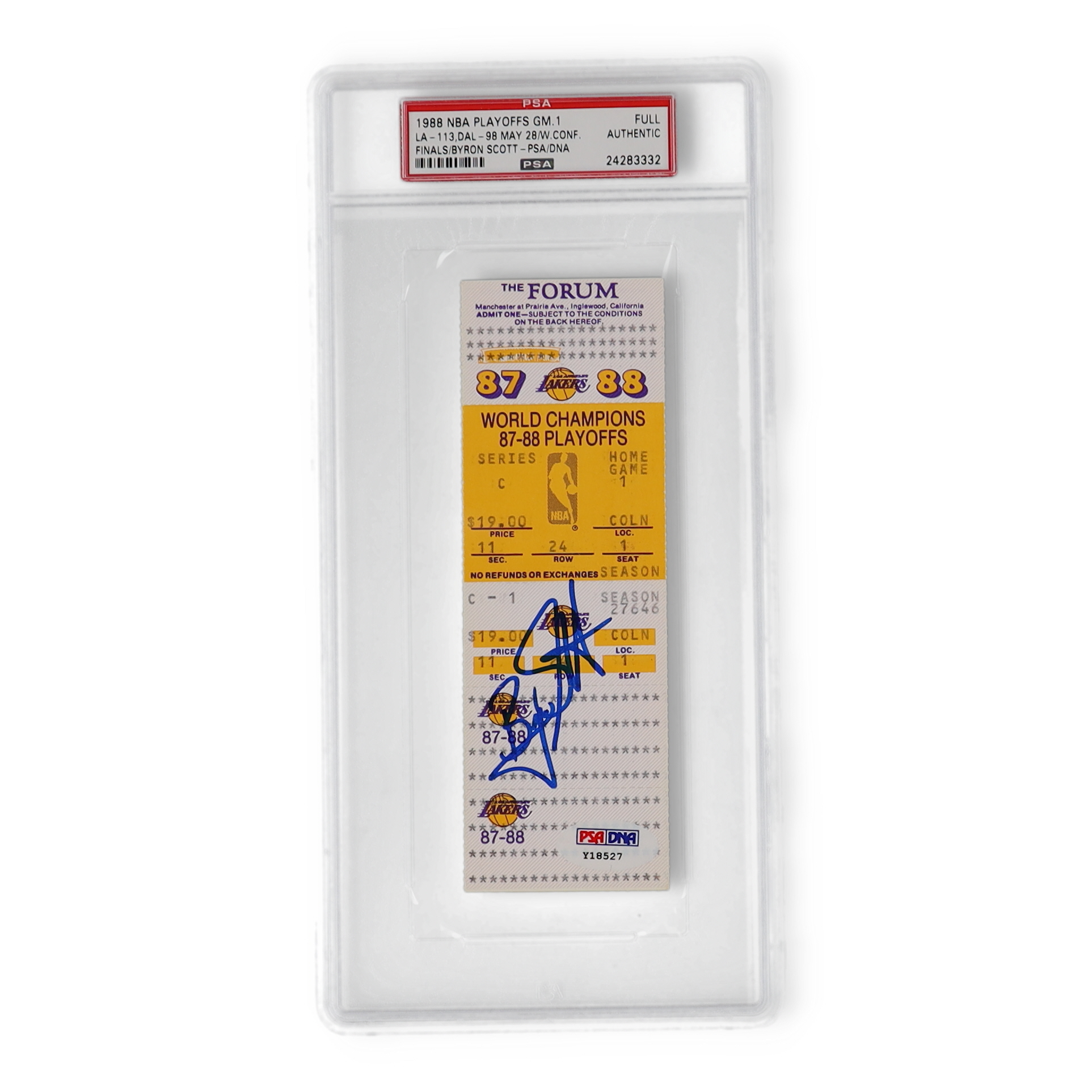 Byron Scott Signed 1988 NBA Playoffs Game 1 At The Forum Full Ticket ...
