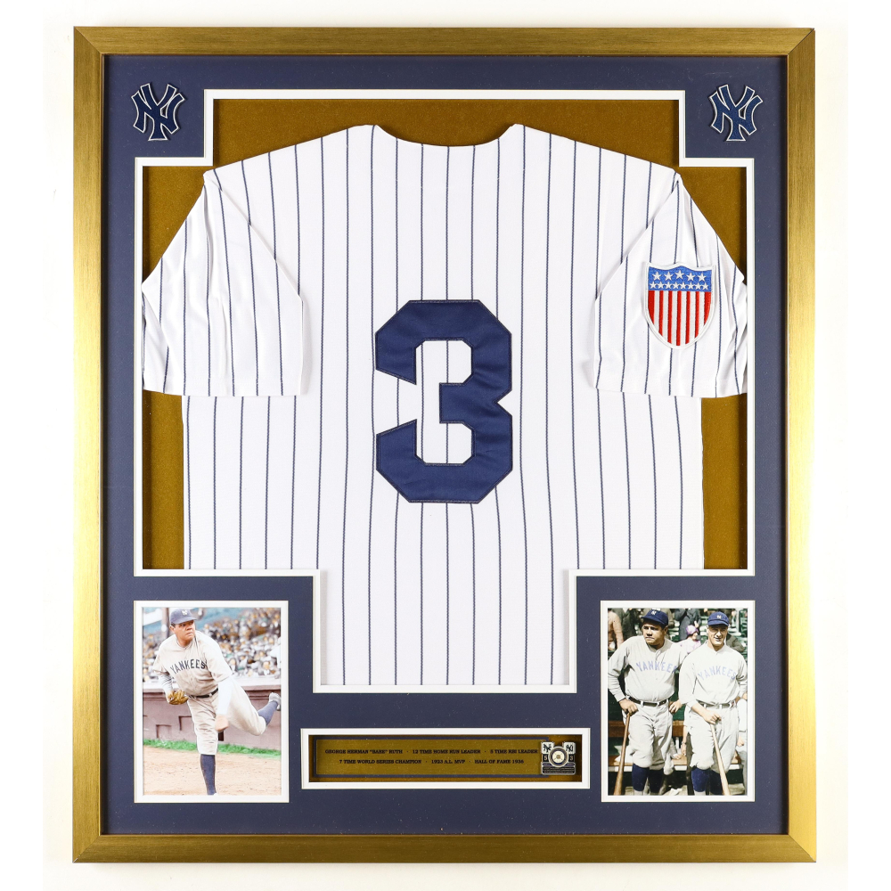Babe Ruth Yankees Custom Framed Jersey Display with (2) Cloth Logo ...