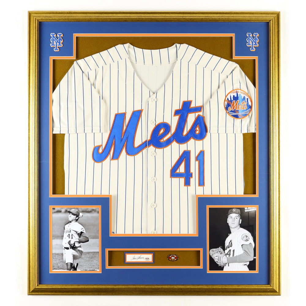 Tom Seaver Signed Custom Framed Cut Display with Jersey, (2) 8x10 ...