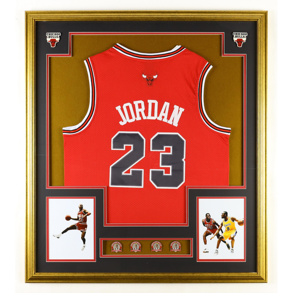 Michael Jordan Custom Framed Jersey Display With (4) LE Bulls ...