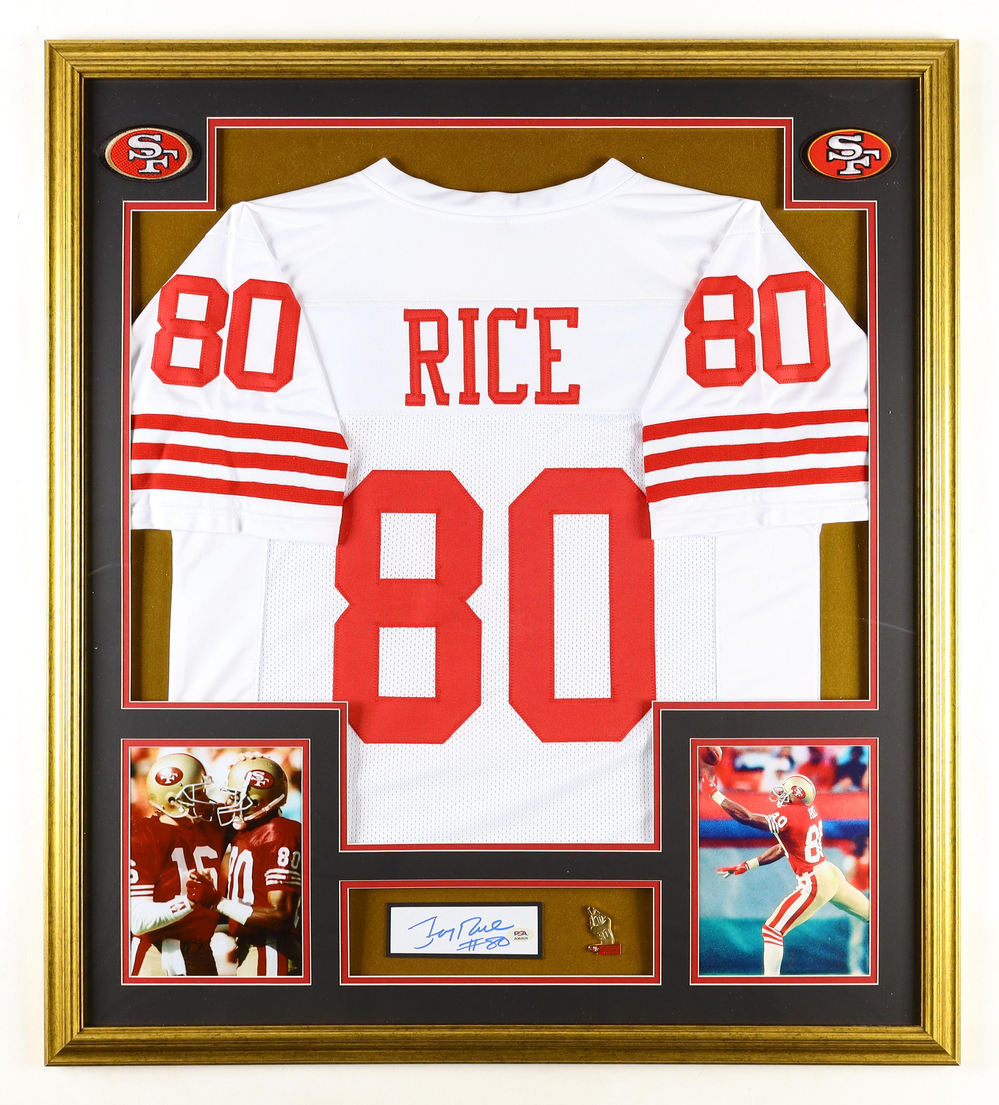 Jerry Rice Signed Custom Framed Cut Display with Jersey With Player ...