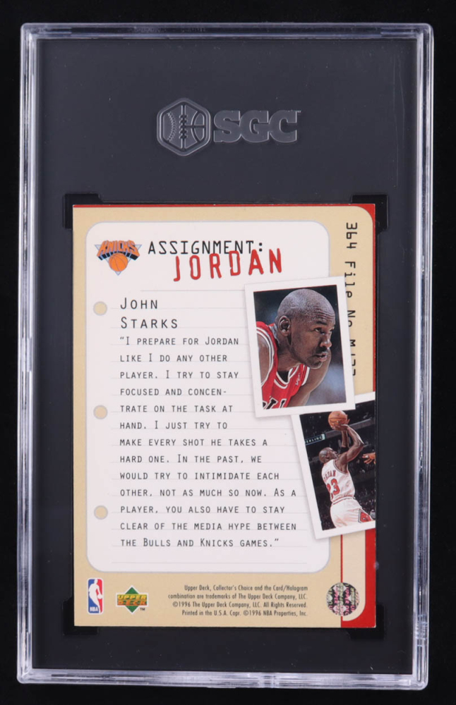 Michael Jordan 1996-97 Collector's Choice #364 John Starks AJ (SGC 9 ...