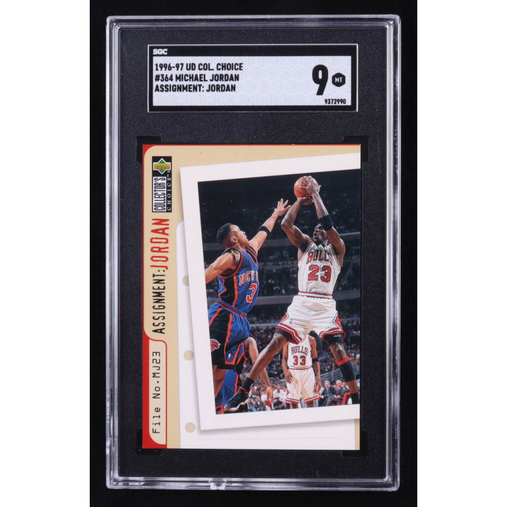 Michael Jordan 1996-97 Collector's Choice #364 John Starks AJ (SGC 9 ...