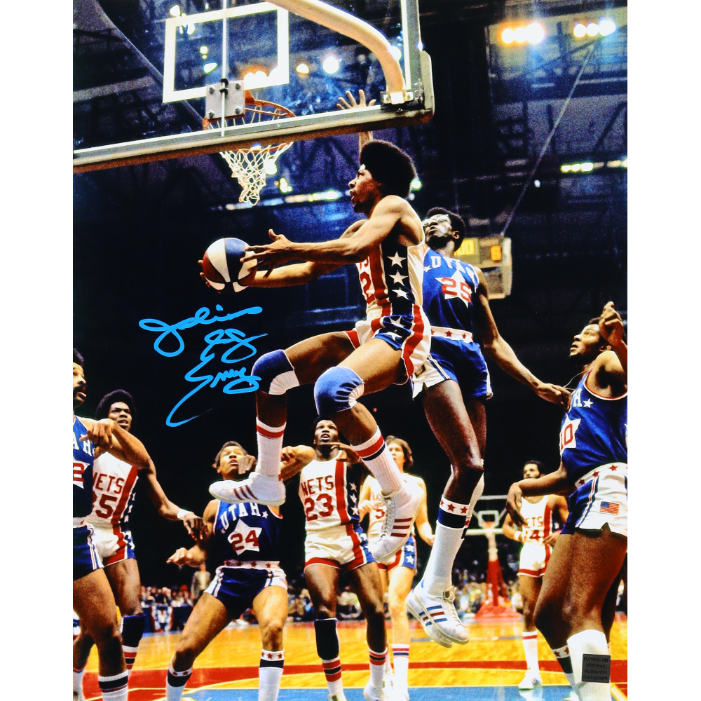 Julius "Dr. J" Erving Signed Nets 16x20 Photo (Playball Ink) | Pristine ...