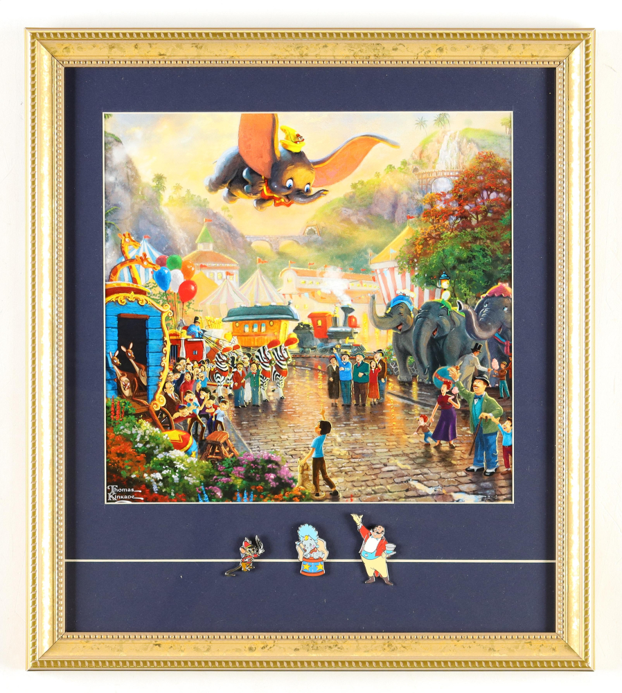 Thomas Kinkade "Dumbo" Custom Framed Print Display with (3) Character ...