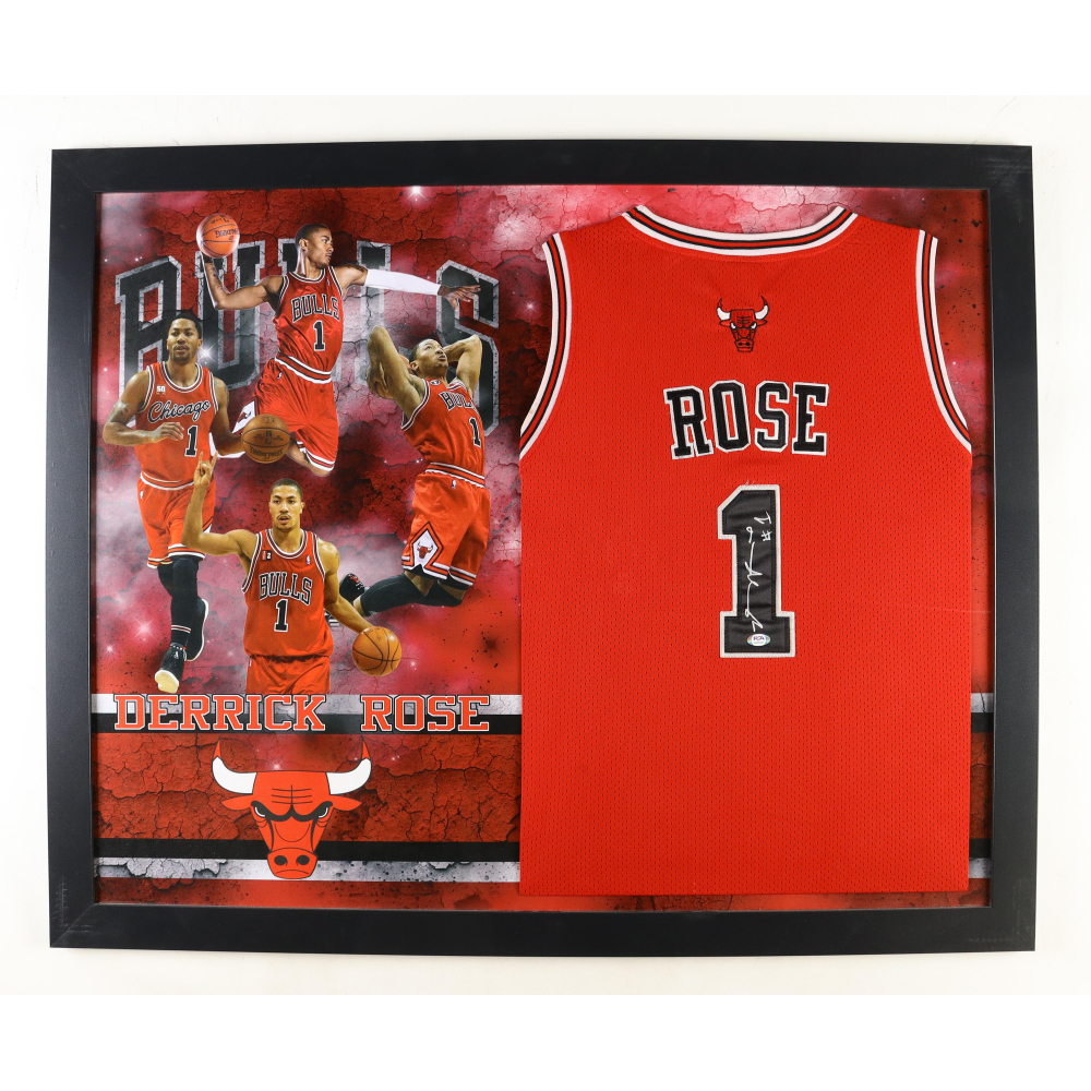 Derrick Rose Signed Custom Framed Jersey Display (PSA) | Pristine Auction