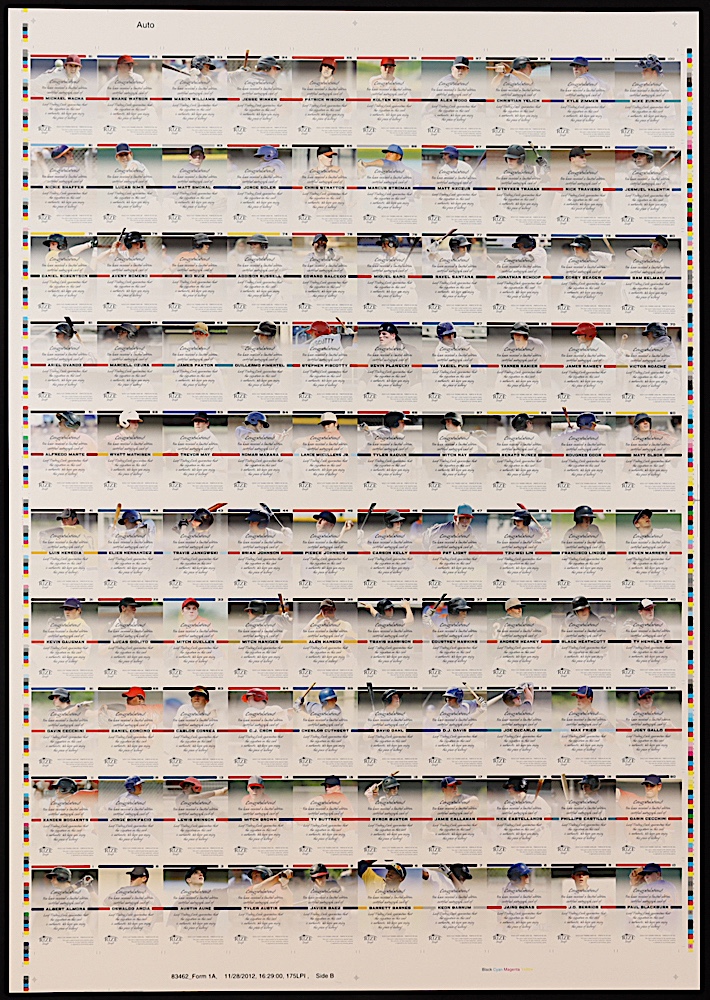 Uncut Sheet of (100) 2012 Leaf Rize Cards | Pristine Auction