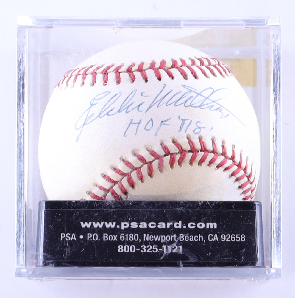 Eddie Mathews Signed ONL Baseball With Display Case Inscribed "HOF '78 ...