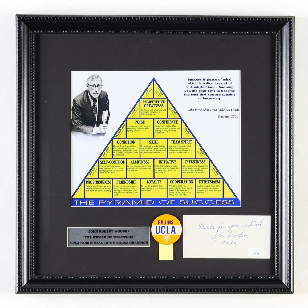 John Wooden Signed "The Pyramid of Success" Custom Framed Cut with UCLA ...