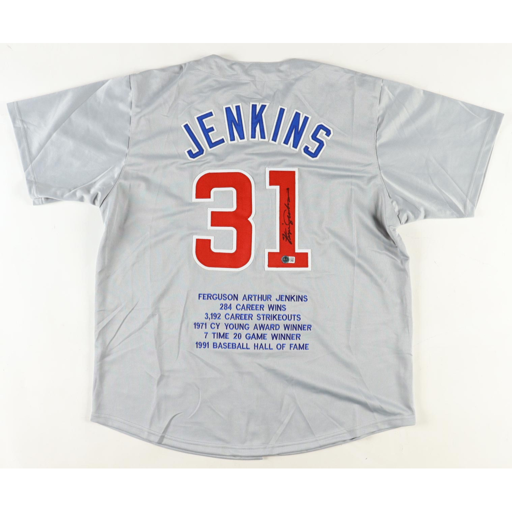 Ferguson Jenkins Signed Career Highlight Stat Jersey (Beckett ...
