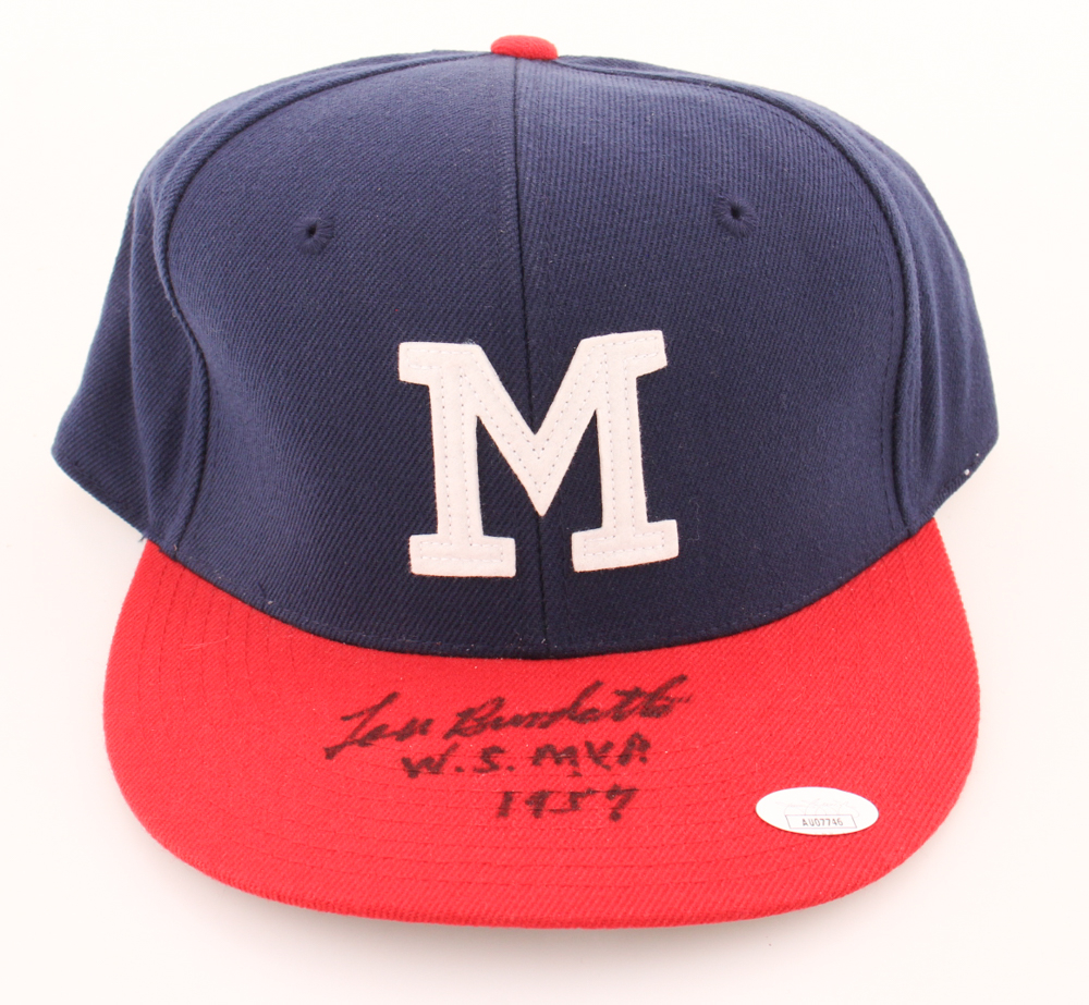 Lew Burdette Signed Braves Baseball Hat Inscribed " W.S. MVP 1957" (JSA ...