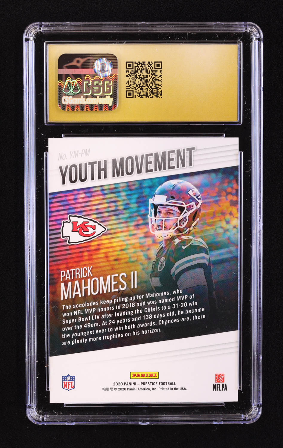 Patrick Mahomes II 2020 Prestige Youth Movement #14 (CGC 10) | Pristine ...