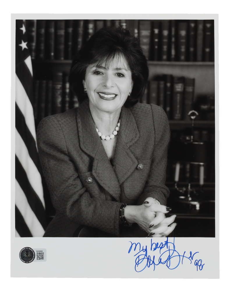 Barbara Boxer Signed 8x10 Photo Inscribed "My Best 98" (Beckett ...