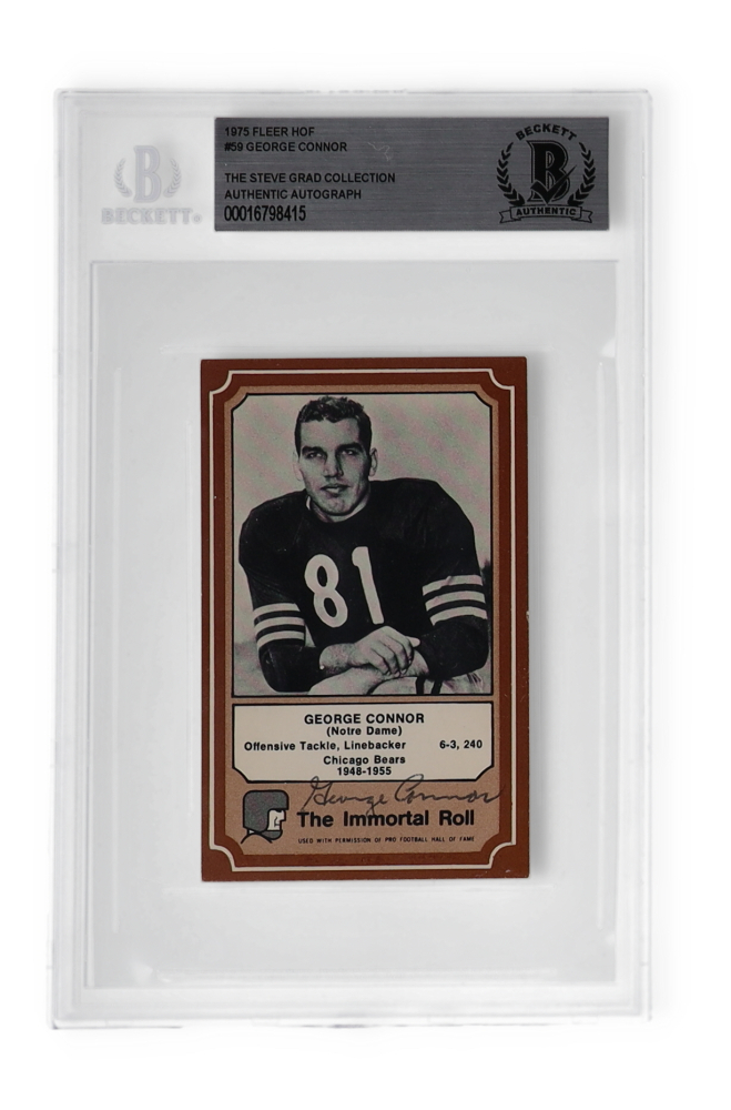 George Connor Signed 1975 Fleer Hall of Fame #59 (Beckett) | Pristine ...