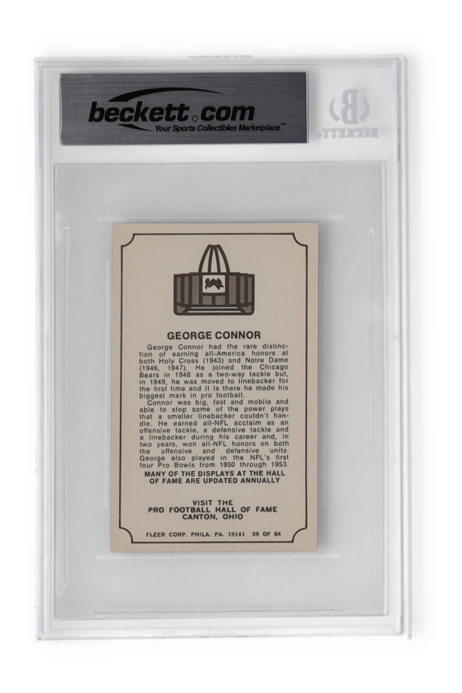 George Connor Signed 1975 Fleer Hall of Fame #59 (Beckett) | Pristine ...
