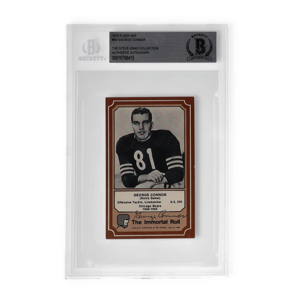 George Connor Signed 1975 Fleer Hall of Fame #59 (Beckett) | Pristine ...