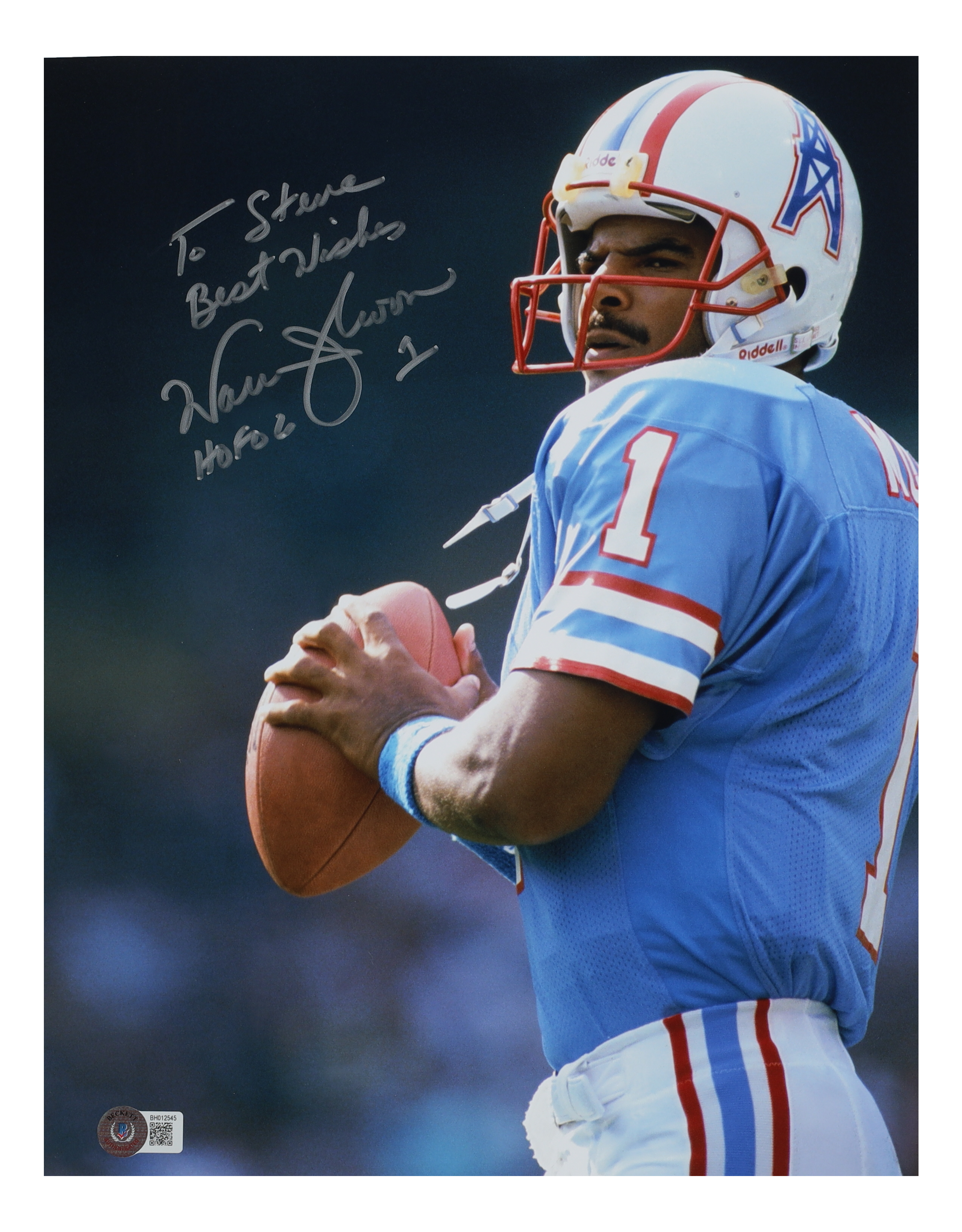 Warren Moon Signed Oilers 11x14 Photo Inscribed "Best Wishes" & "HOF 06 ...