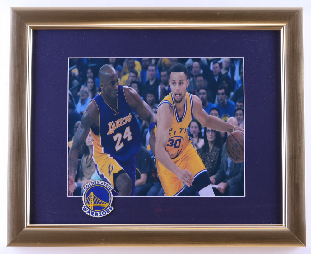 Stephen Curry Warriors Custom Framed Photo With Metal Team Logo Emblem ...