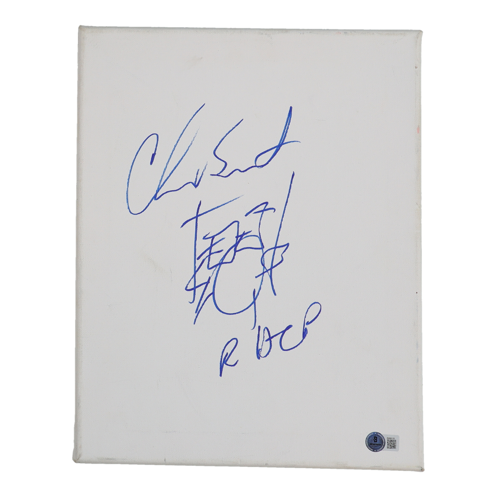 Chad Smith Signed Canvas Inscribed "RHCP" with Drumset Sketch (Beckett ...