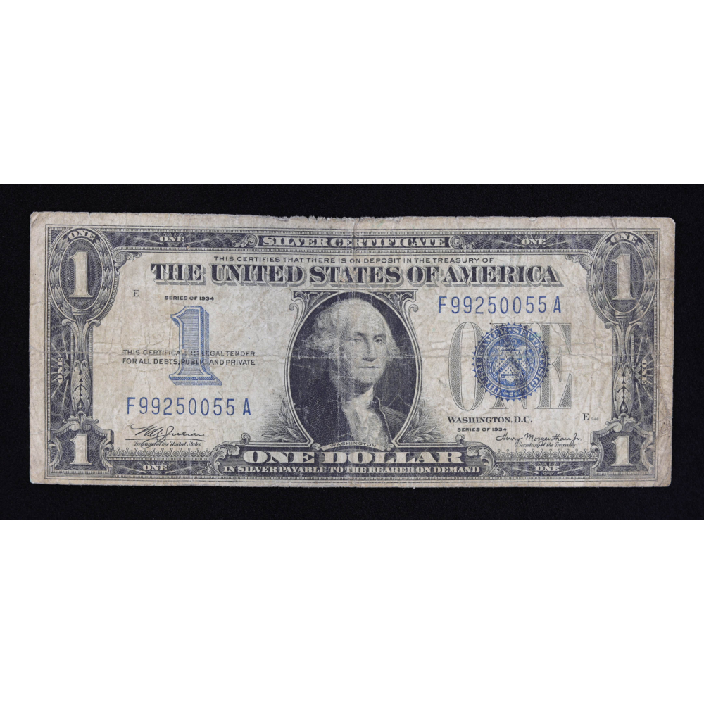 1934 United States Silver Certificate $1 One Dollar Bank Note ...