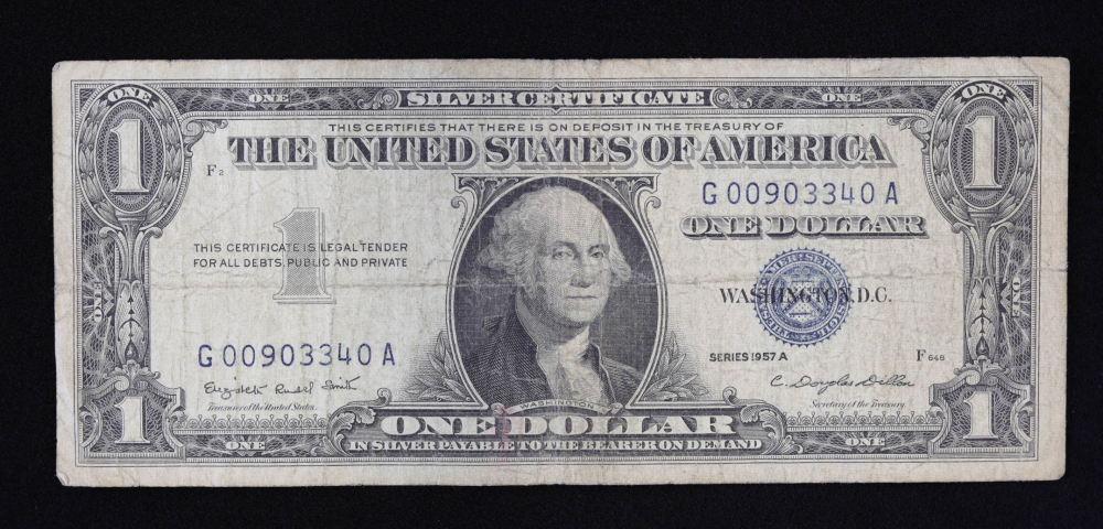 1957-A United States Silver Certificate $1 One Dollar Bank Note ...