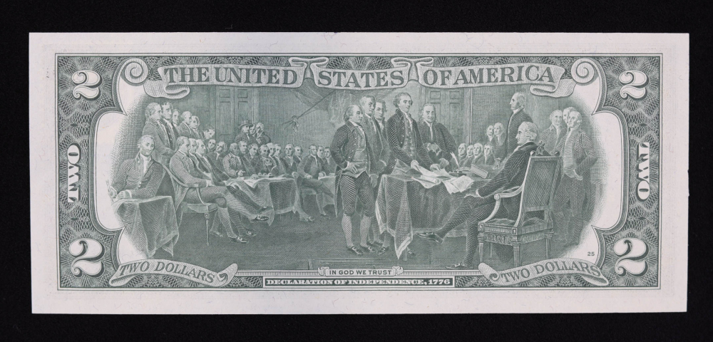 1976 United States Legal Tender $2 Two Dollar Bank Note with Postage ...