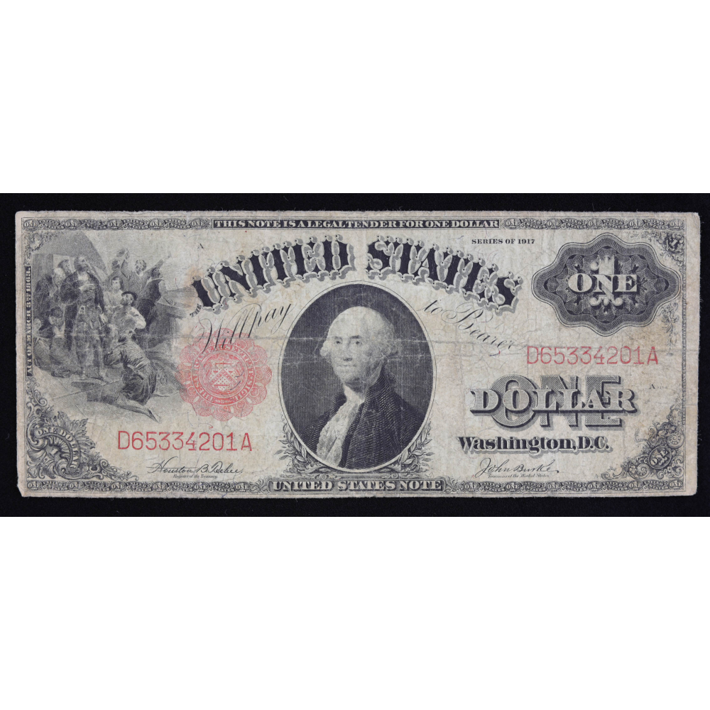 1917 United States Red Seal $1 One Dollar Bank Note | Pristine Auction