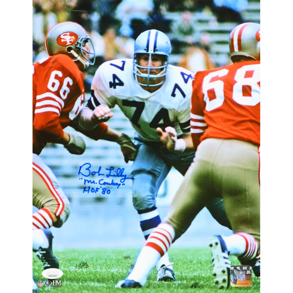 Bob Lilly Signed Cowboys 11x14 Photo Inscribed "Mr. Cowboy" & "HOF '80 ...