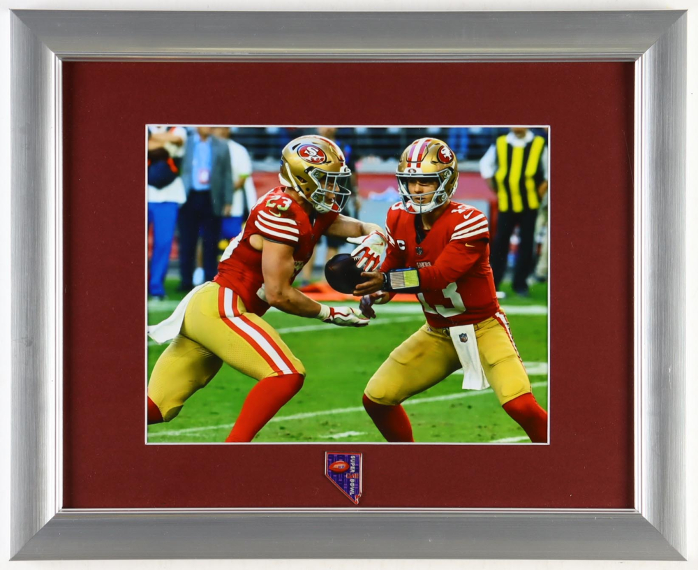 Christian McCaffrey & Brock Purdy 49ers Custom Framed Photo Display With Las Vegas Super Bowl ...