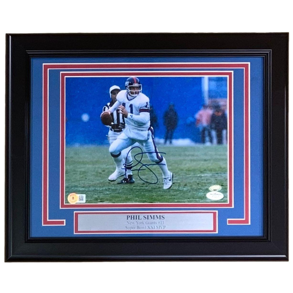 Phil Simms Signed Giants Custom Framed Photo (Beckett) | Pristine Auction
