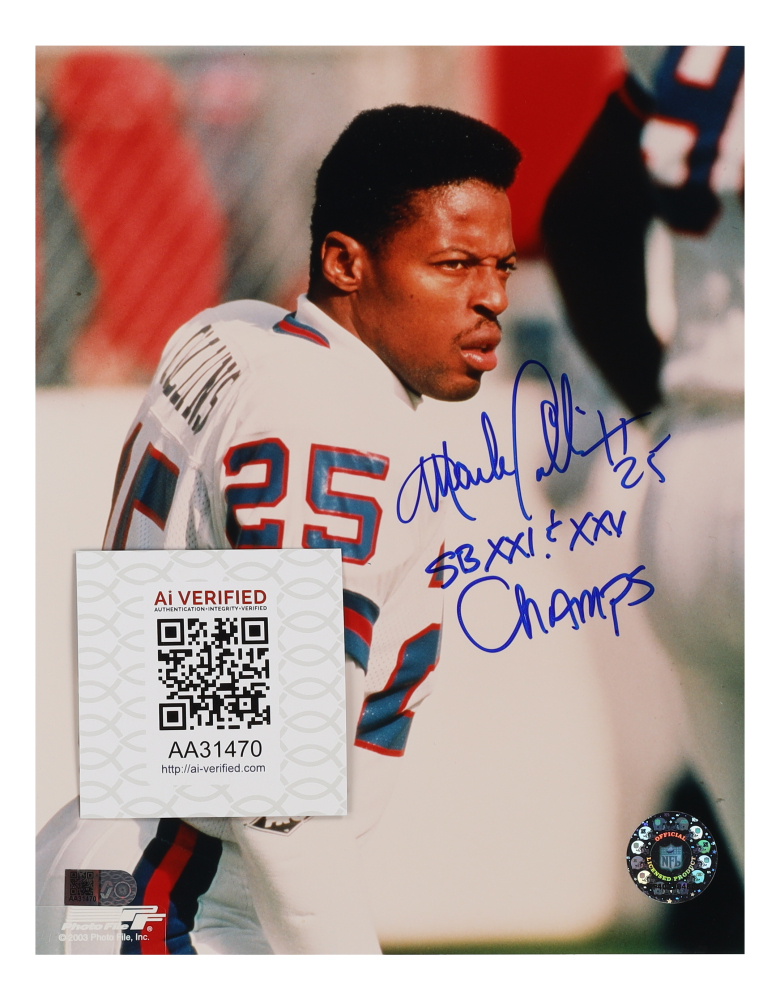 Mark Collins Signed Dolphins 8x10 Photo Inscribed "SB XXI & XXV Champs ...