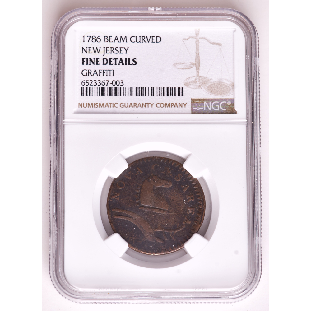 1786 New Jersey Colonial Copper Cent, Curved Beam (NGC Fine Details ...