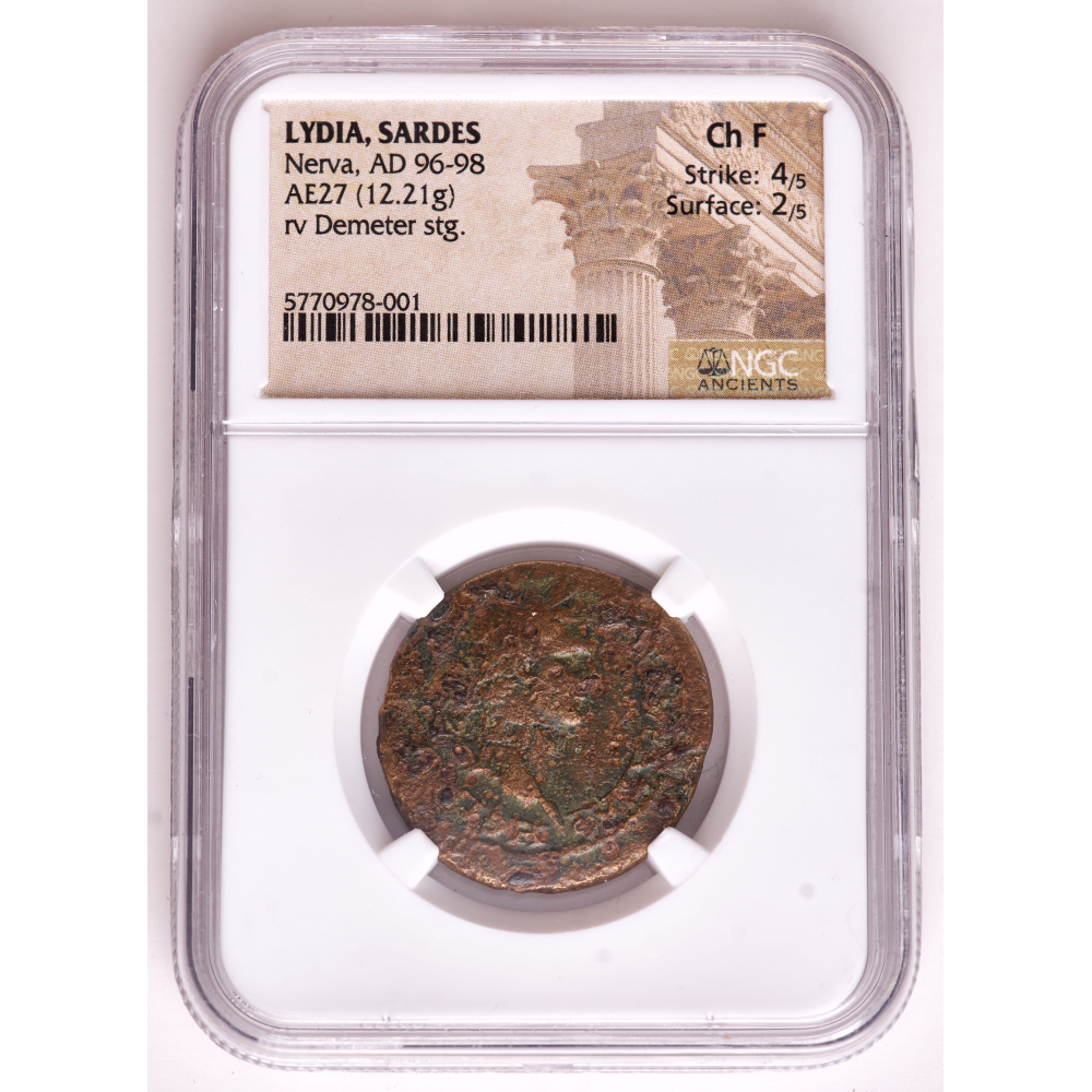 Nerva (A.D. 96-98) Provincial Lydia AE27 (12.21gms) Ancient Coin ...
