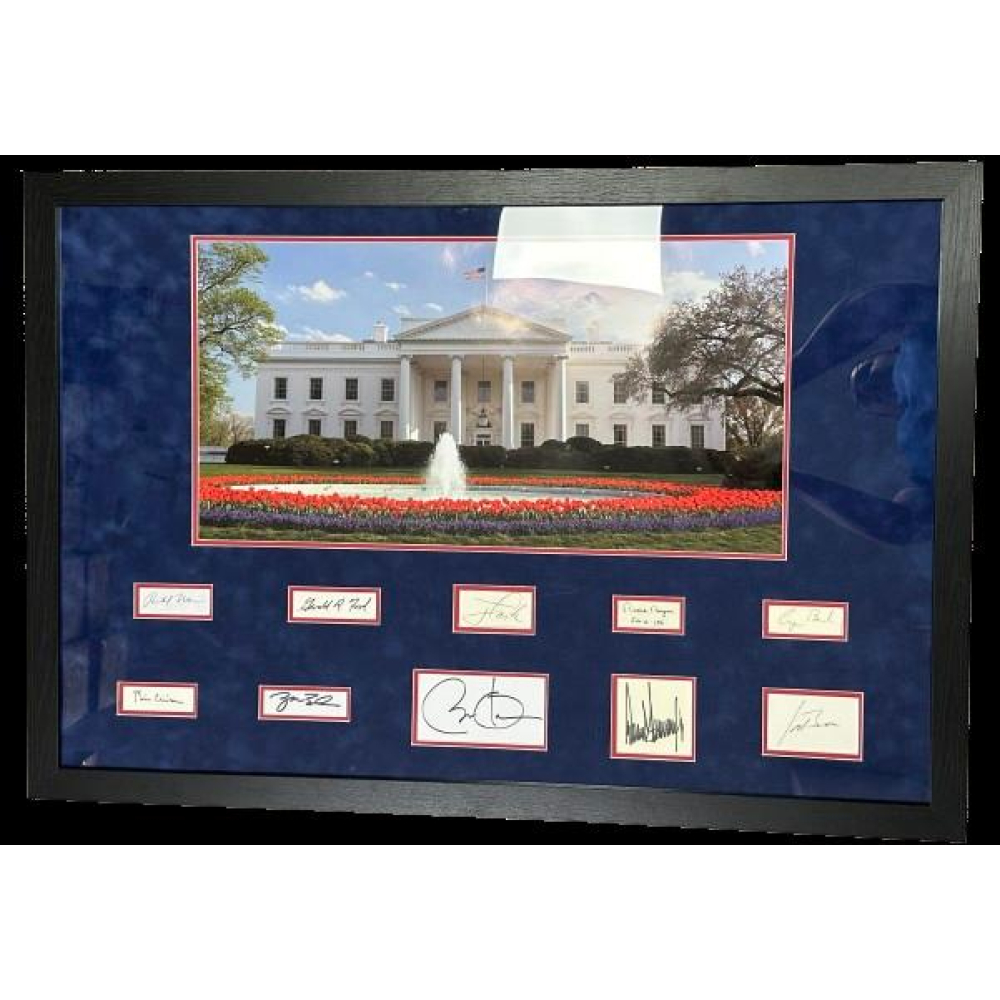 US Presidents Custom Framed Cut Display Signed By (10) with Joe Biden ...
