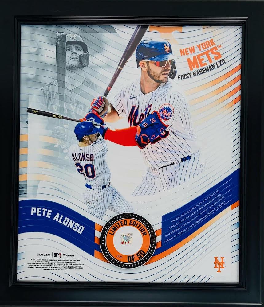 Pete Alonso LE Mets Custom Framed Game-Used Baseball Piece Collage (MLB ...