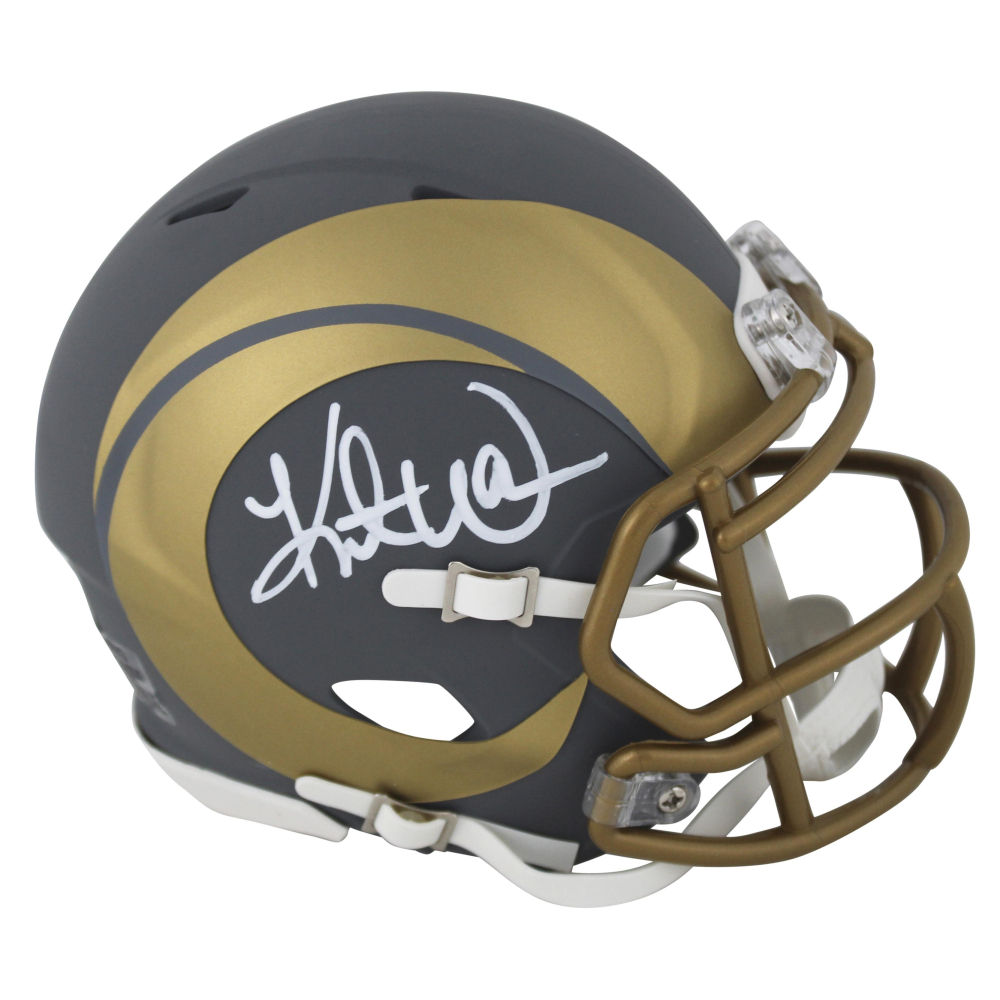 Kurt Warner Signed Rams Slate Alternate Speed Mini Helmet (Beckett ...