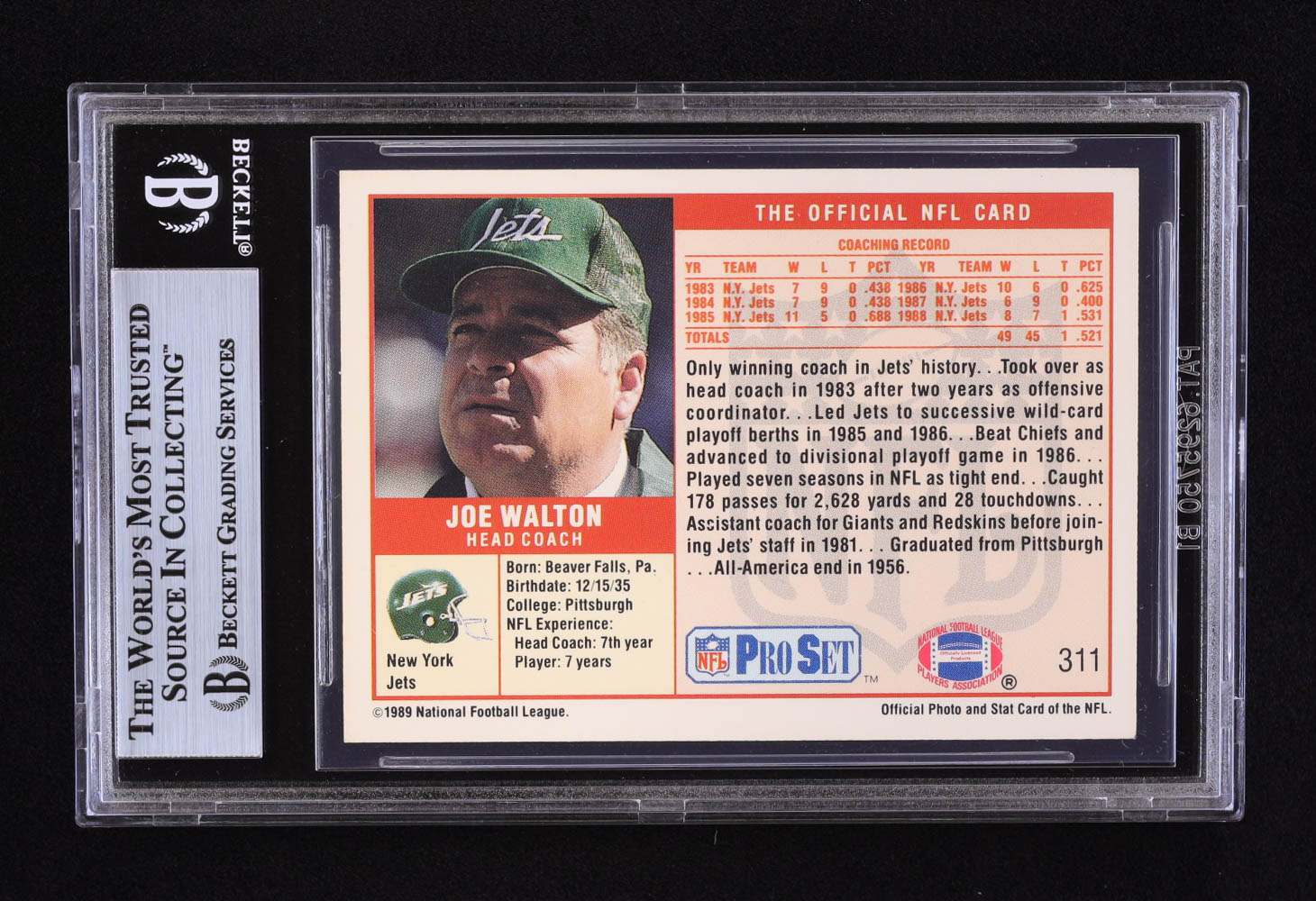 Joe Walton Signed 1989 Pro Set #311 CO (BGS) | Pristine Auction