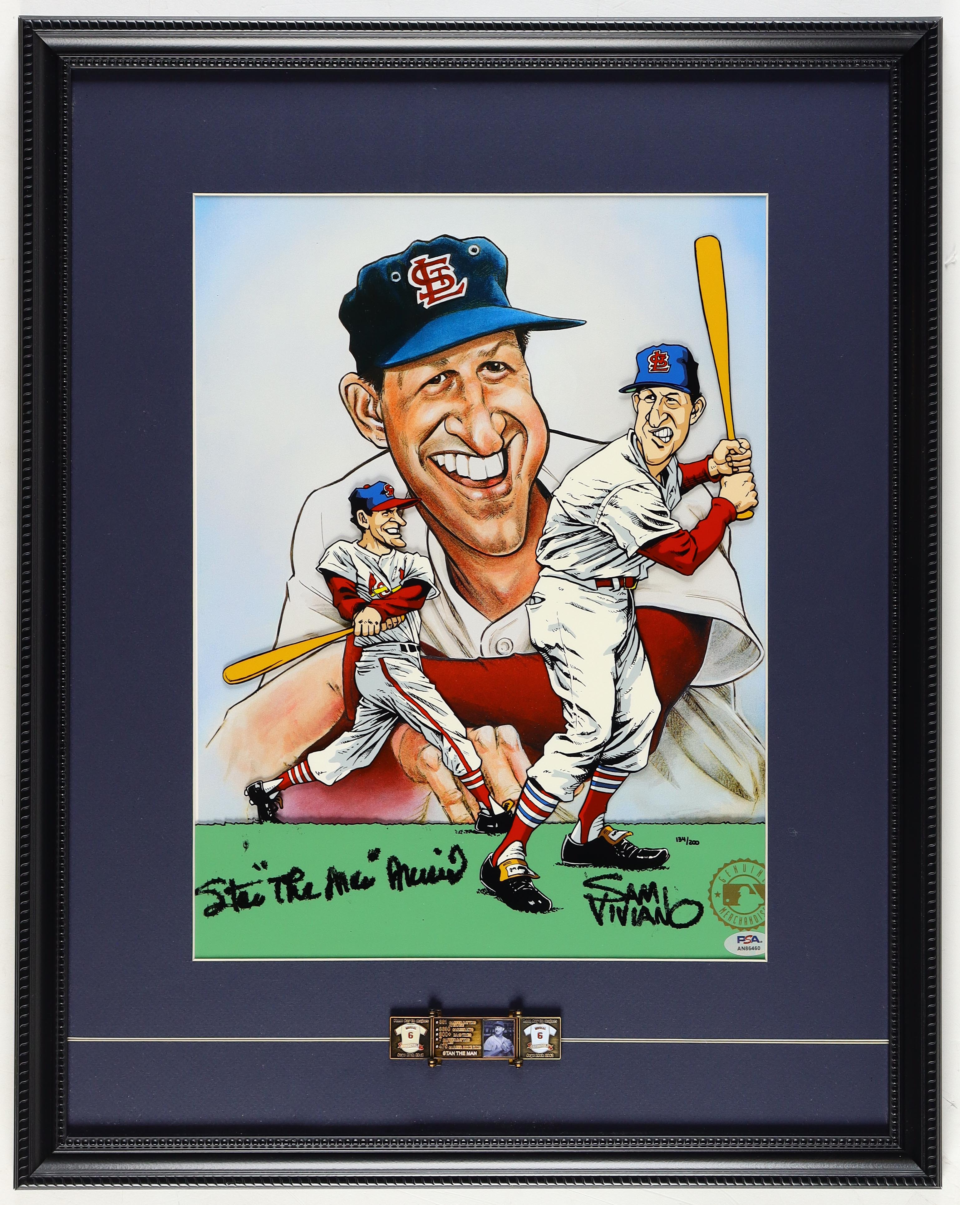 Stan Musial Signed Cardinals Custom Framed Two-Piece Animation Cel ...